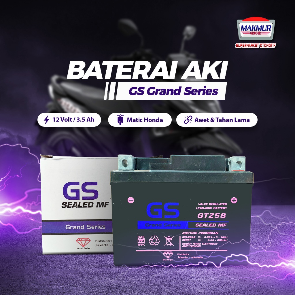 Jual Baterai AKI KERING GS GTZ5S Grand Series 12V 3,5Ah | Shopee Indonesia