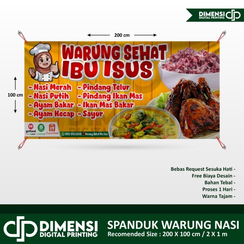 Jual BANNER SPANDUK WARUNG MAKAN UKURAN 2X1 / SPANDUK WARTEG / BANNER ...