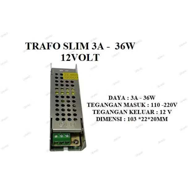 Jual Power Supply Adaptor Switching LED 12V Adaptor /Trafo Slim 12 Volt / 3A - 36W | Shopee ...
