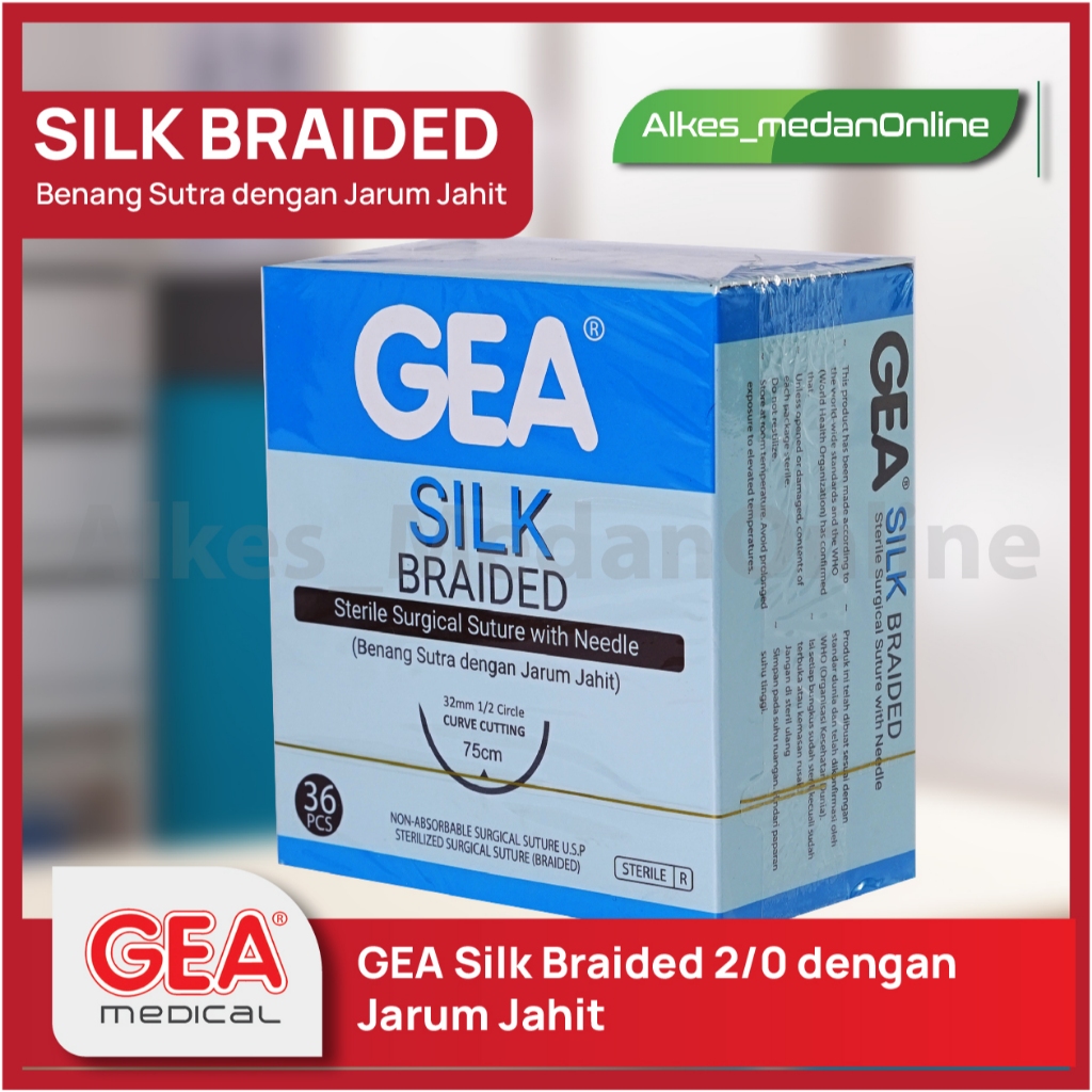 Jual GEA l SILK BRAIDED USP Benang Steril Surgical Suture | SILK BRAIDED USP + NEEDLE Benang ...