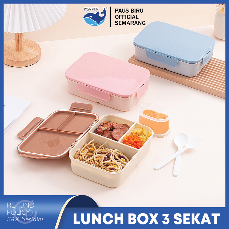 Jual Paus Biru - Lunch Box Set Kotak Bekal Makan Siang 1200 ML FREE Sendok Garpu - Lunch Box ...