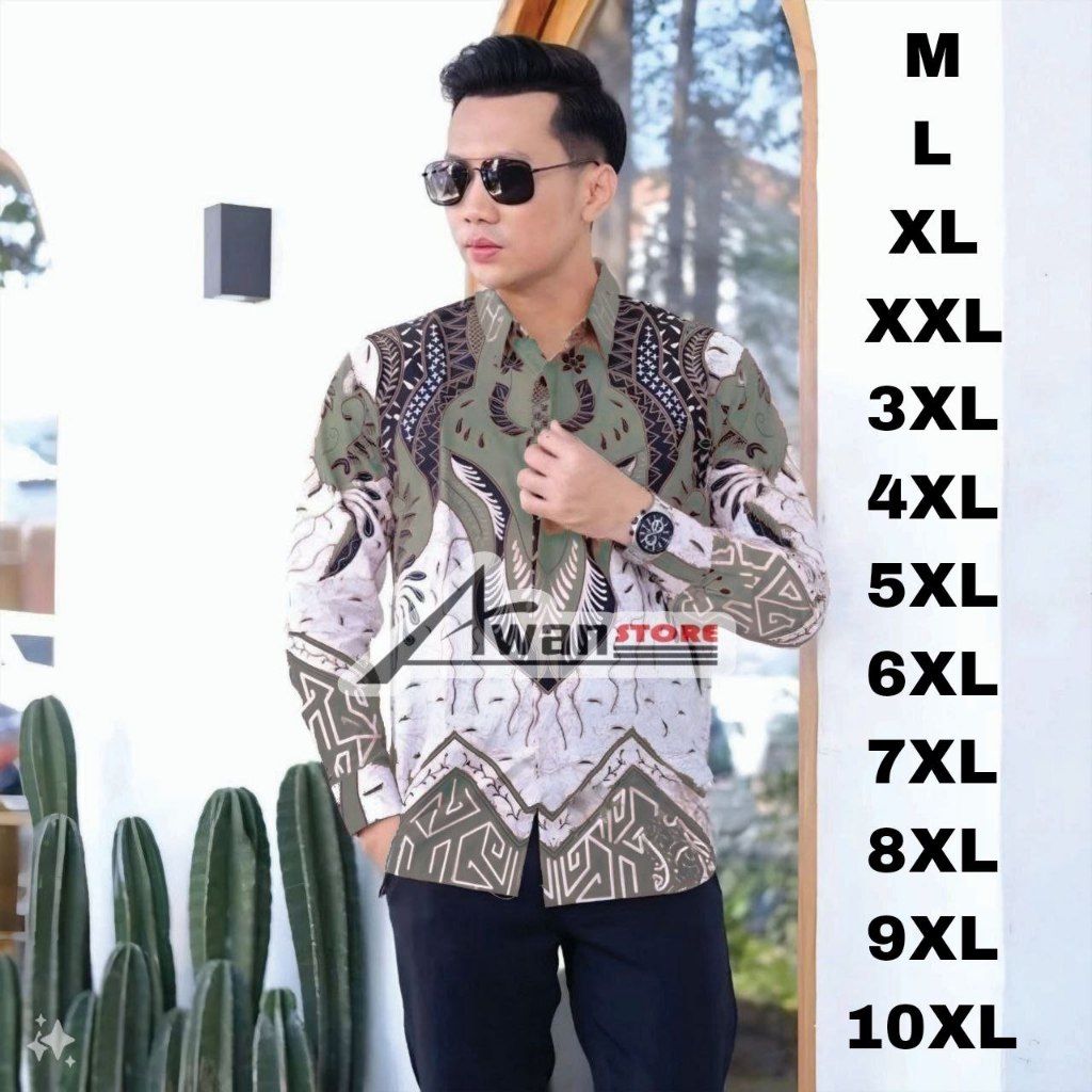 Jual BATIK JUMBO M L XL XXL 3XL 4XL 5XL 6XL 7XL 8XL 9XL 10XL Terbaru batik Dewasa BATIK Hijau ...