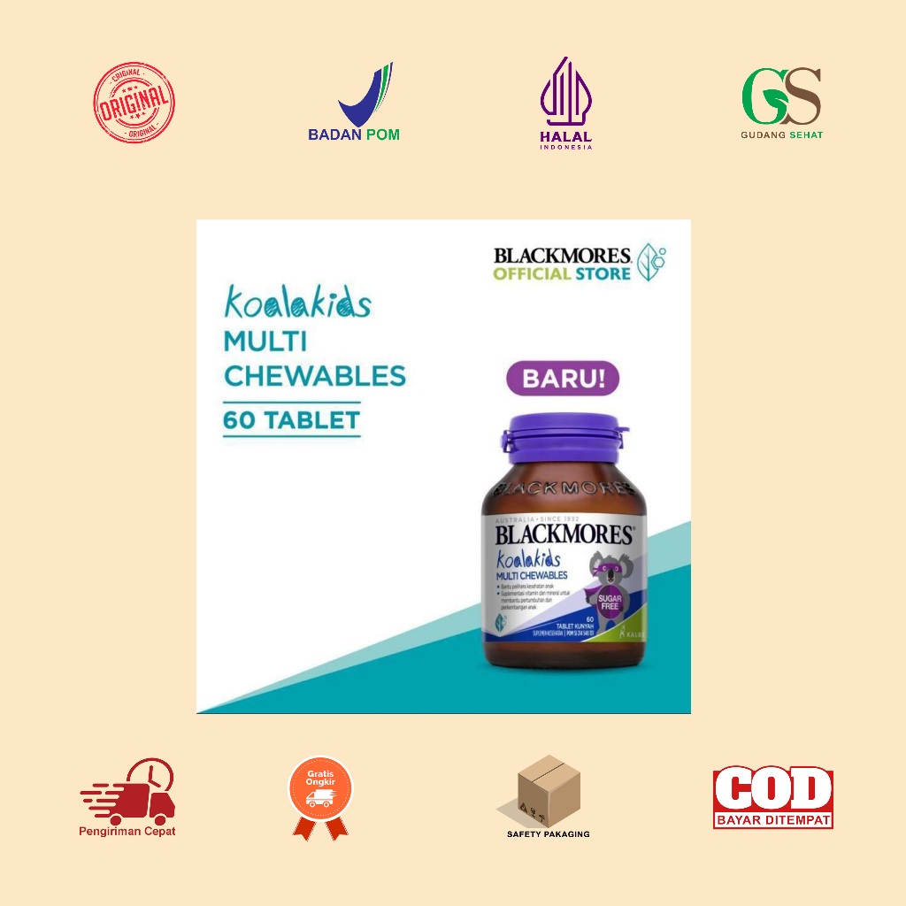 Jual Manado Blackmores Koalakids Multi Chewables Isi 60 Tablet Kunyah Multivitamin & Mineral ...