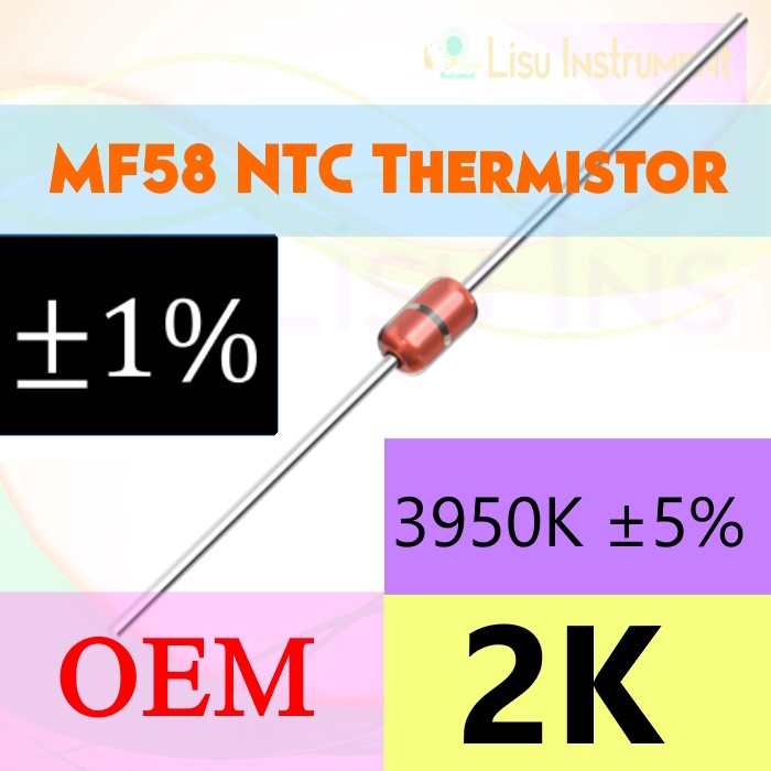 Jual 2kΩ ±1% 3950K Thermistor NTC MF58 Glass Encapsulated 2K Glass ...