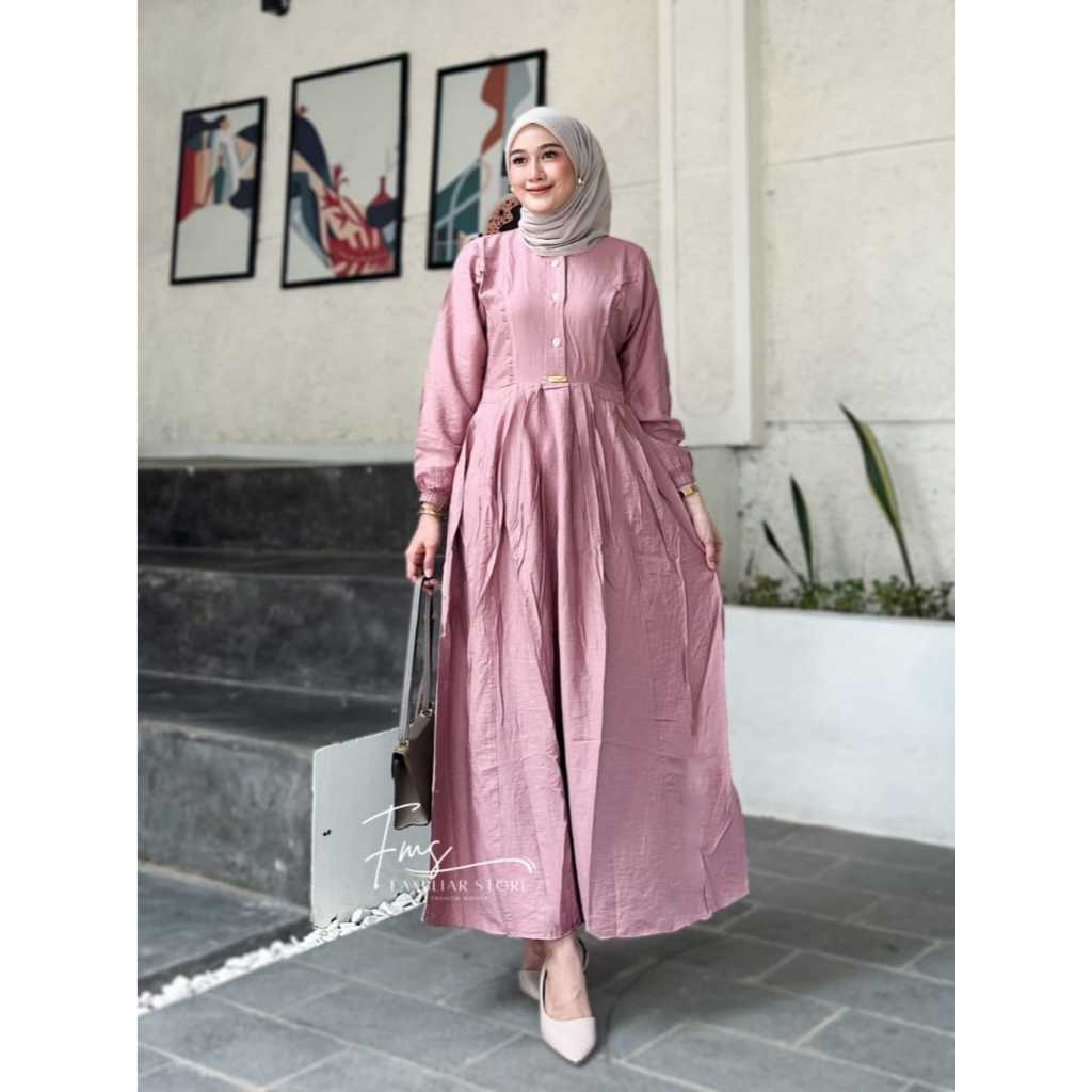 Jual Gamis Kayla Polo Linen Terbaru Dress Polos Wanita Trendy dan Modis ...