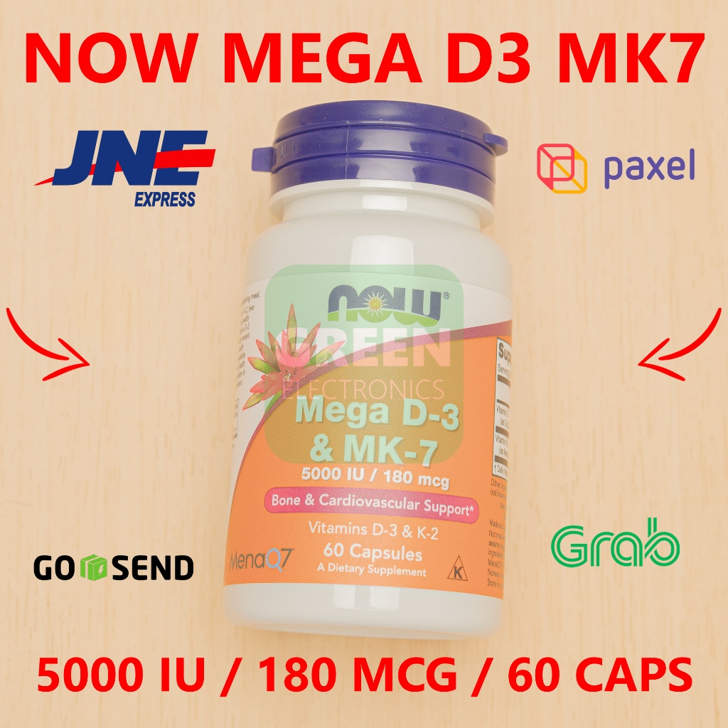 Jual NOW Foods Mega Vitamin D-3 5000 IU K-2 MK7 180 MCG D3 5000IU K2 MK-7 180MCG Isi 60 Capsules ...