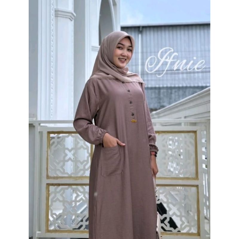 Jual Arini Midi Dress Muslim size M - L - XL -XXL Polo Linen Premium Kancing Polos | Shopee ...