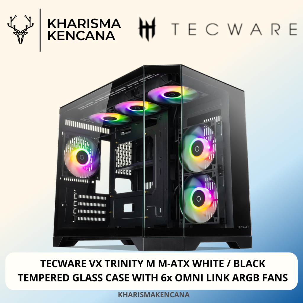 Jual TECWARE VX TRINITY M M-ATX WHITE / BLACK TEMPERED GLASS CASE WITH ...