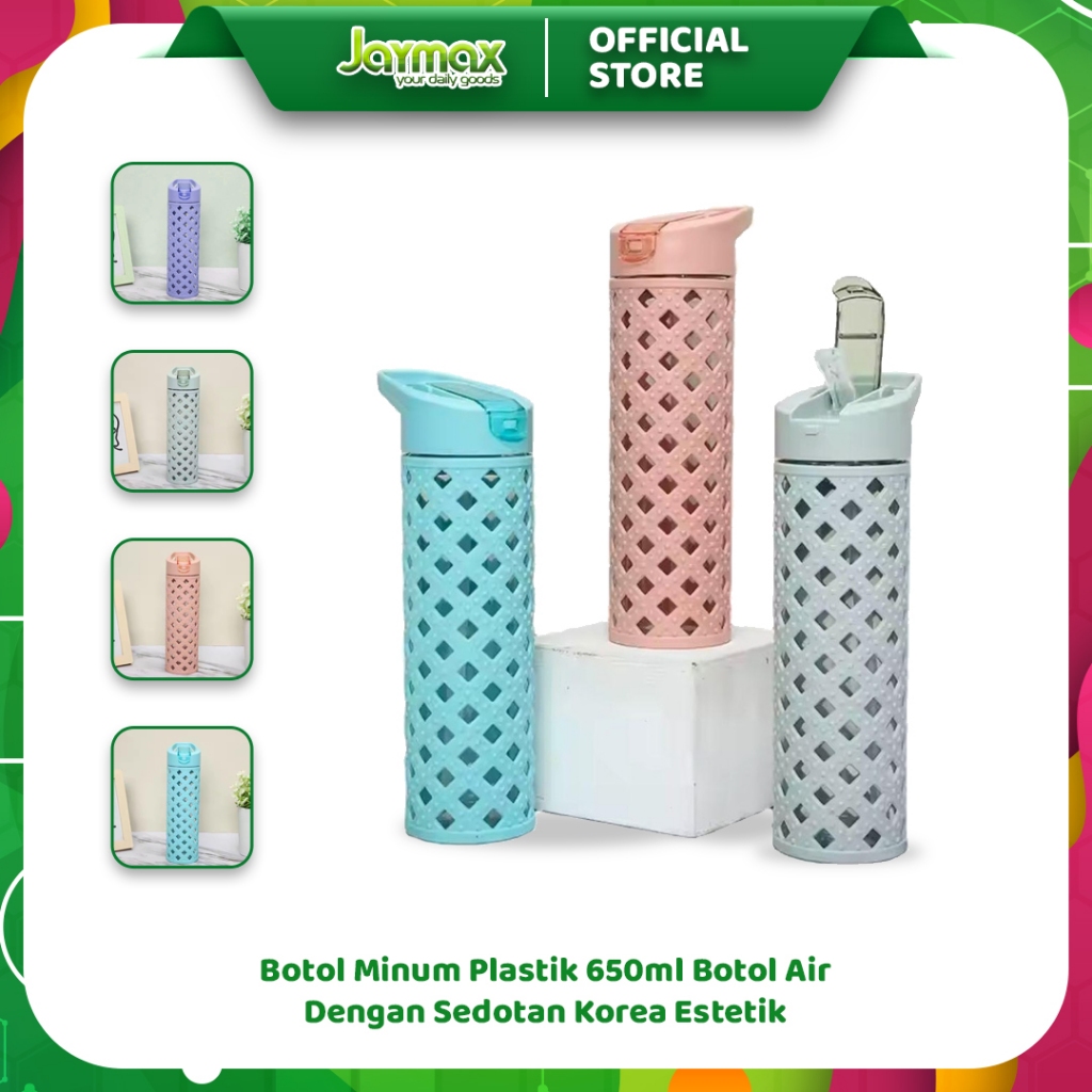 Jual Botol Minum Plastik 650ml Botol Air Dengan Sedotan Korea Estetik ...