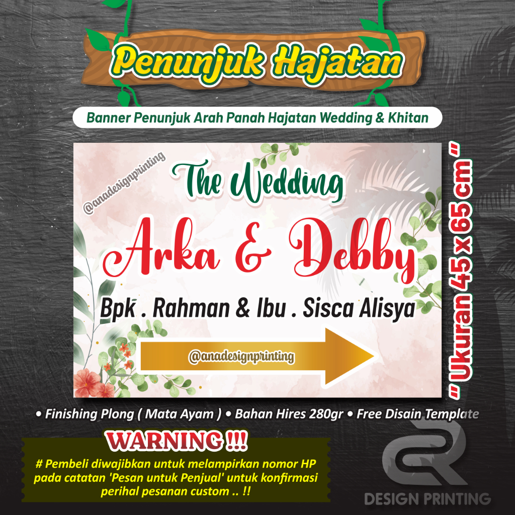 Jual BANNER Penunjuk jalan // arah panah hajatan // banner wedding & khitan | Shopee Indonesia