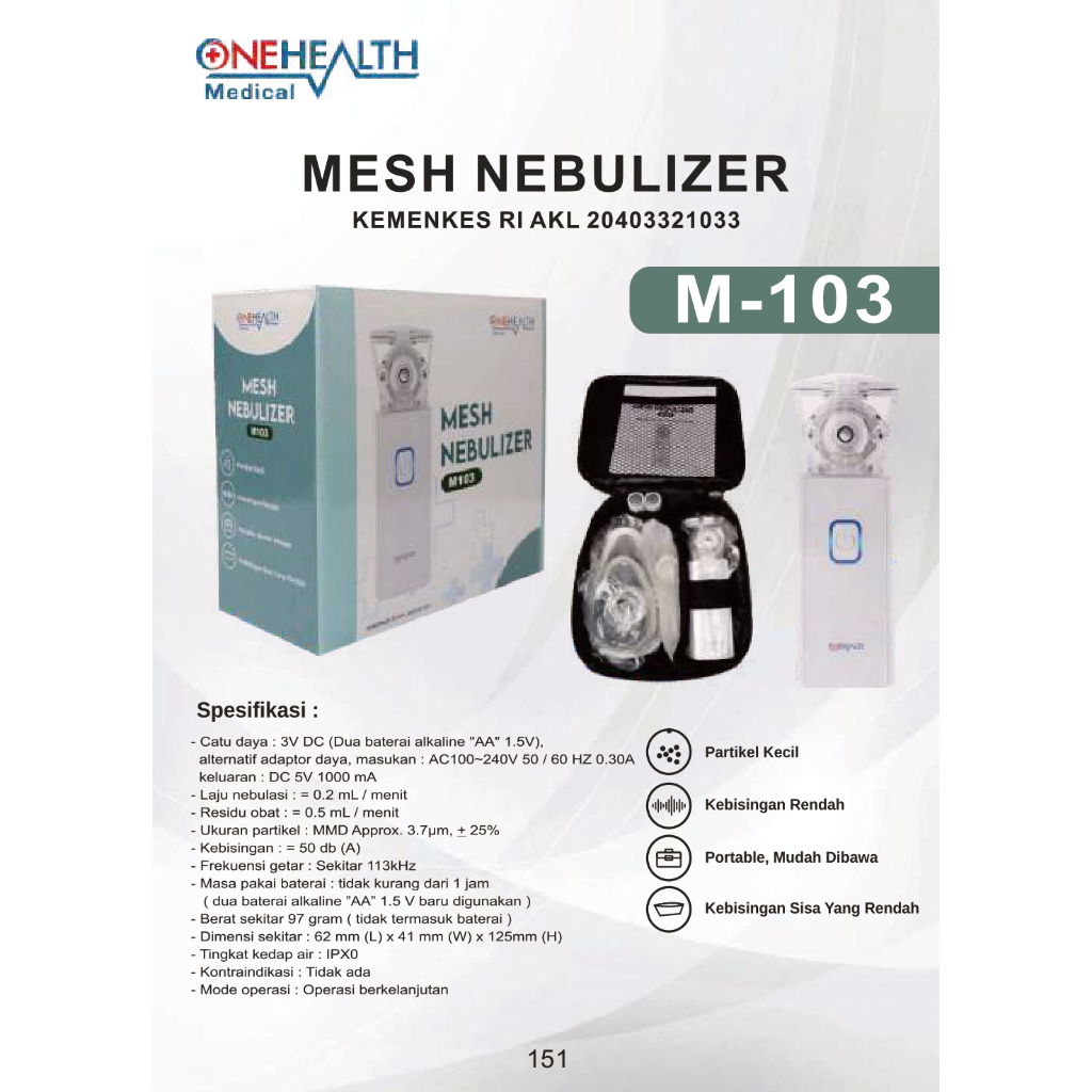 Jual Mesh Nebulizer M-103 One Health (Alat bantu pernafasan) | Shopee ...