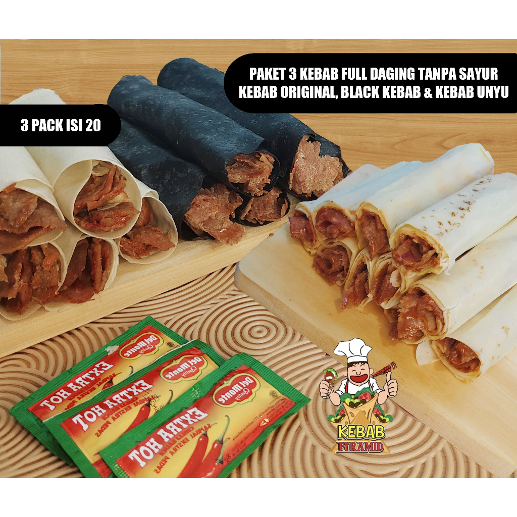 Jual Paket 20 Kebab Full Daging. Kebab Ori PANJANG, Black Kebab PANJANG ...