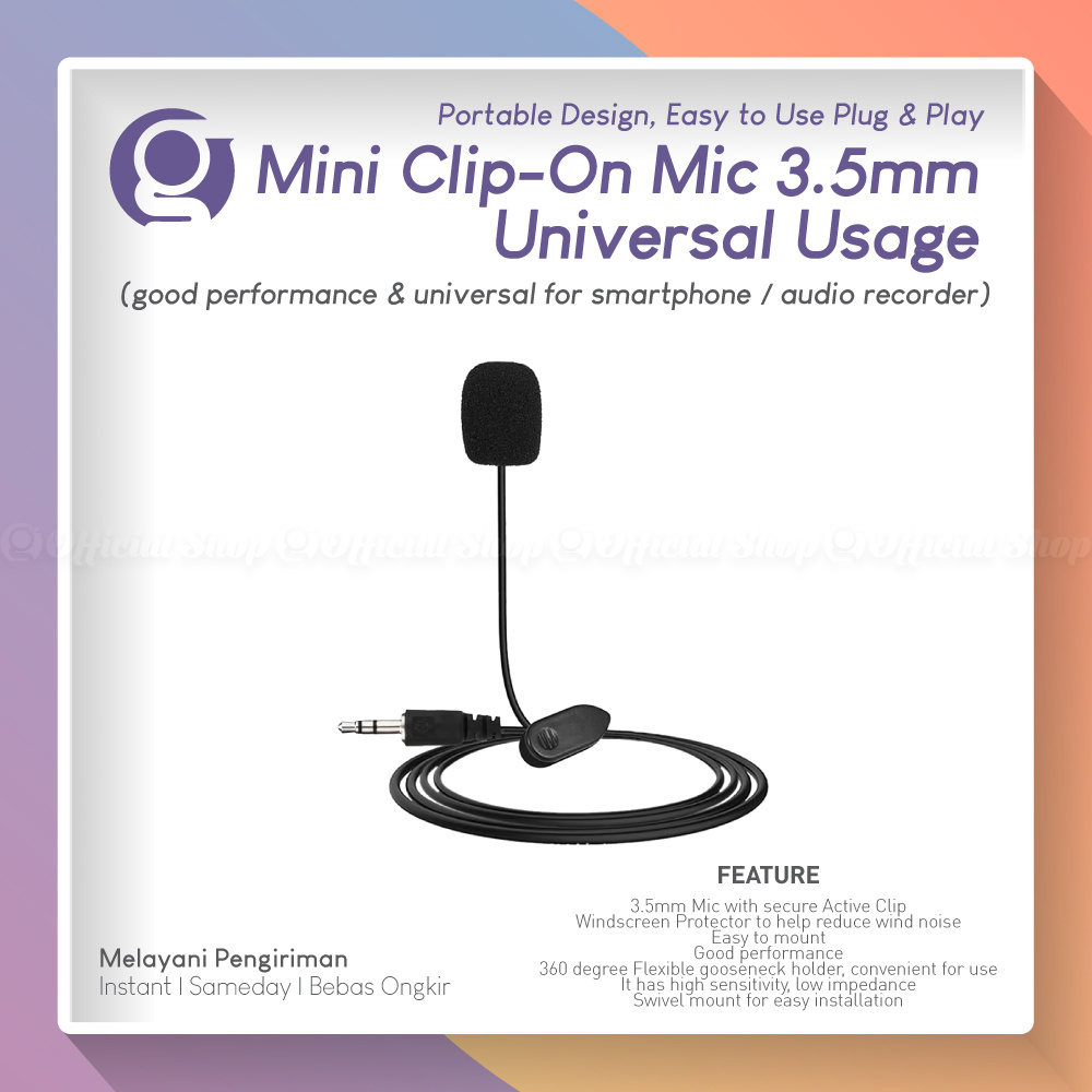Jual Mini Clip On Microphone 3.5mm Lavalier with Mic Clip for ...