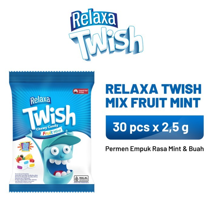 Jual Relaxa Twish Chewy Candy Mix Fruit Mint 75 gram | Shopee Indonesia