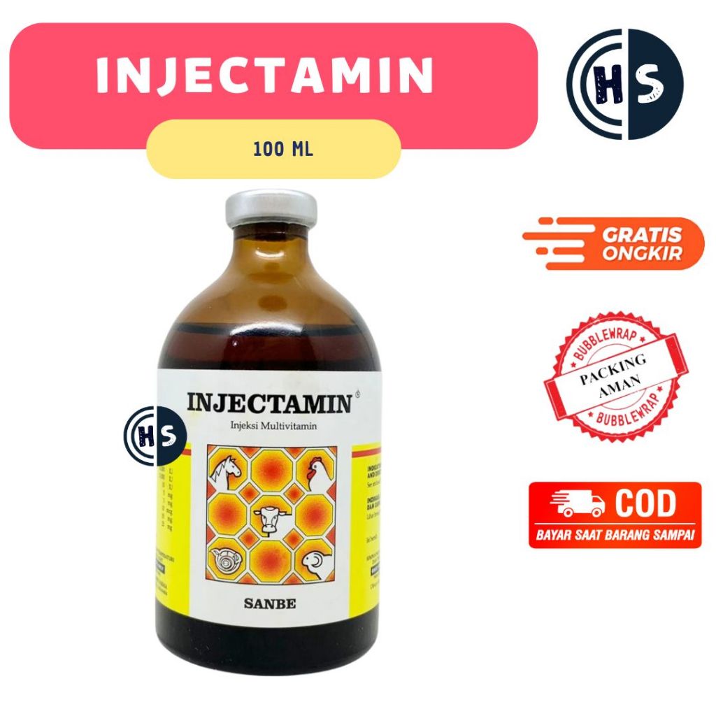 Jual INJECTAMIN 100 ML - SANBE - Multivitamin Dosis Tinggi Untuk Hewan ...