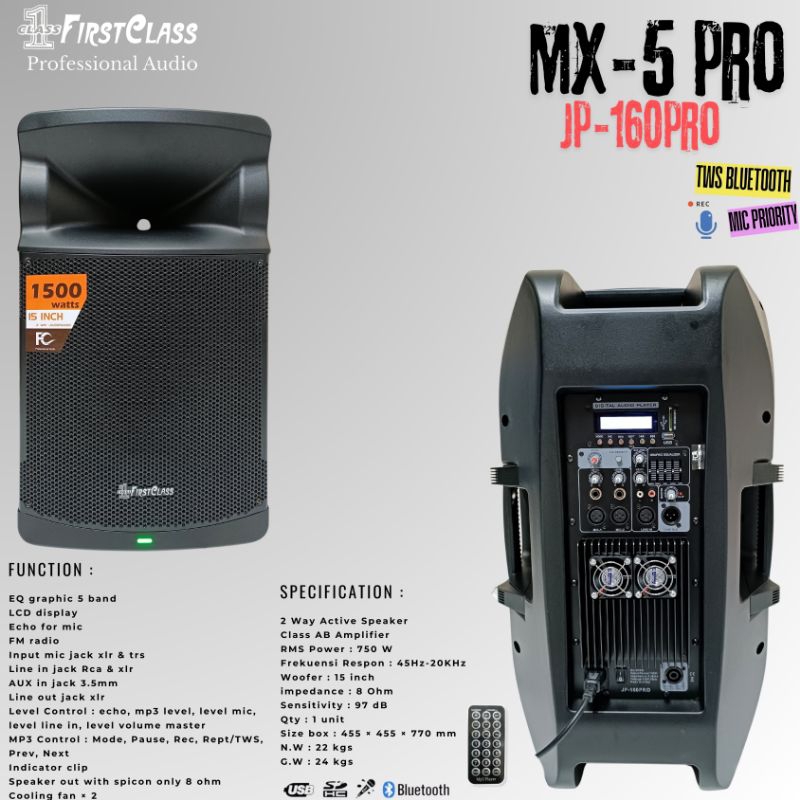 Jual Professional Speaker Aktif 15 Inch Firstclass MX5 PRO | Speaker ...