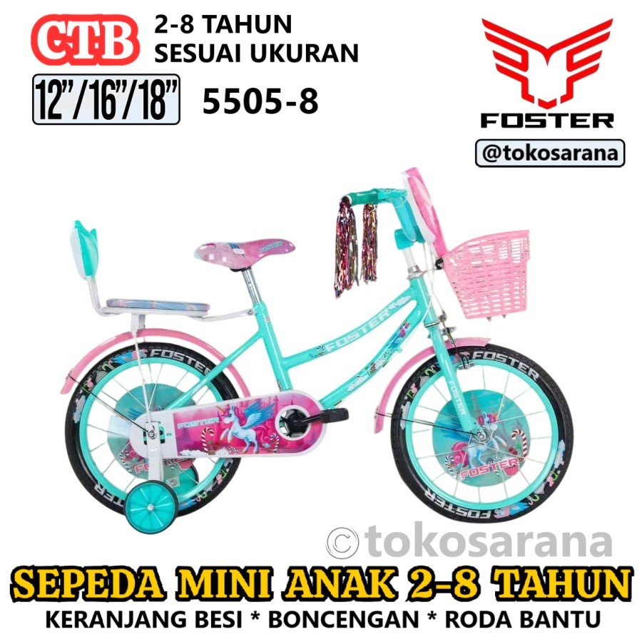 Jual Sepeda Mini Anak Foster FT5505-8 CTB 2-8 Tahun Ban 12 16 18 Inci ...