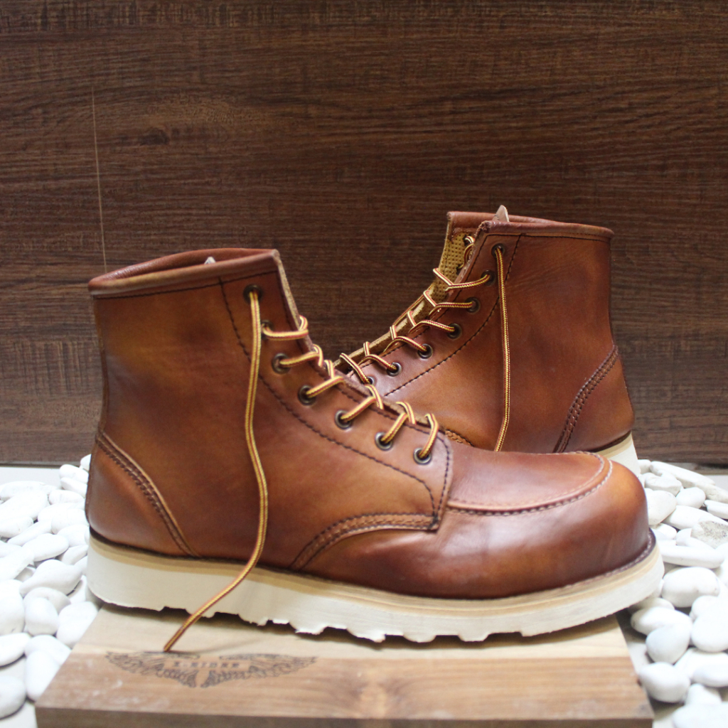 Jual Xrider Moc Toe Sepatu Boots Safety Vintage Brown | Shopee Indonesia