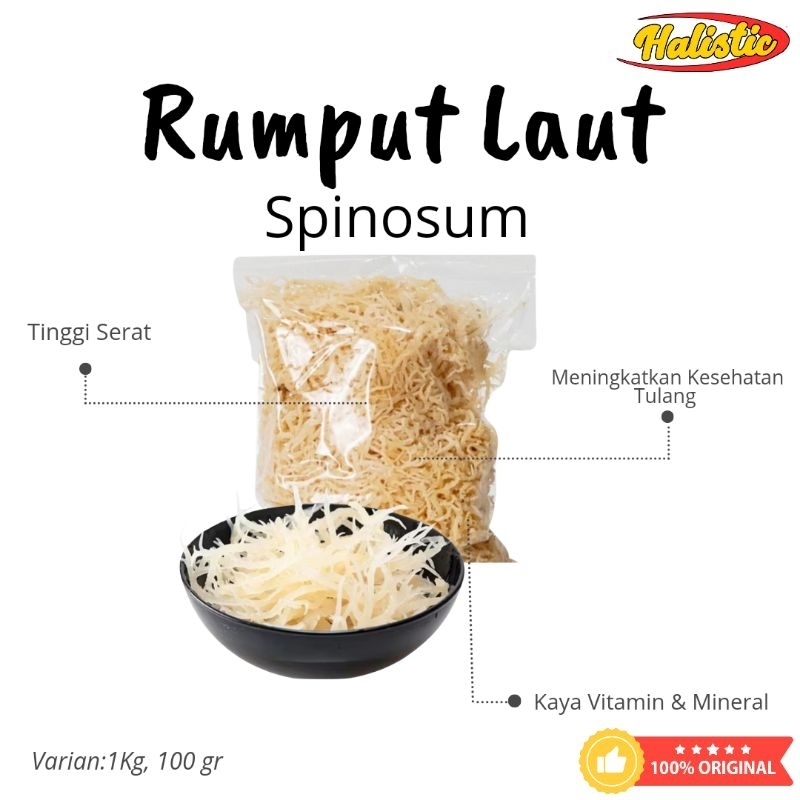Jual Rumput Laut 100 gram Kering Spinosum Kenyal Original Halal ...