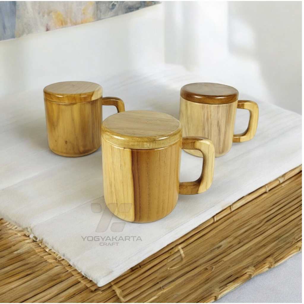 Jual Gelas full Kayu Jati gagang kotak mug kayu cangkir Kopi aestethic ...