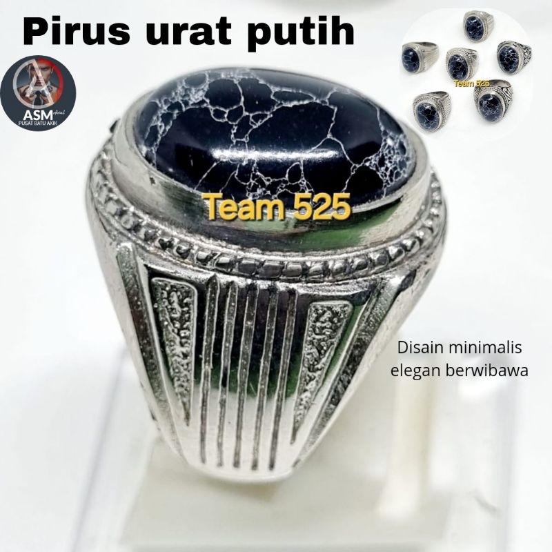 Jual Cincin Batu Pirus Hitam Urat Putih Ceplok Kuro / Pirus Biru ...