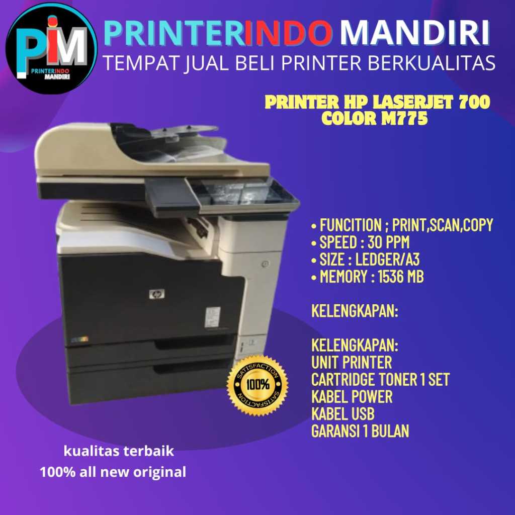 Jual printer hp laserjet 700 color MFP M775 print scan copy adf A3 ...