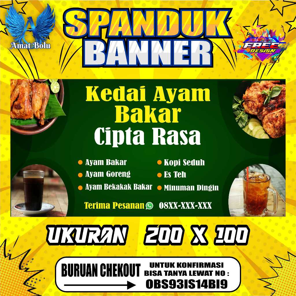 Jual Cetak Banner Cetak Spanduk KEDAI AYAM BAKAR CIPTA RASA Costom ...