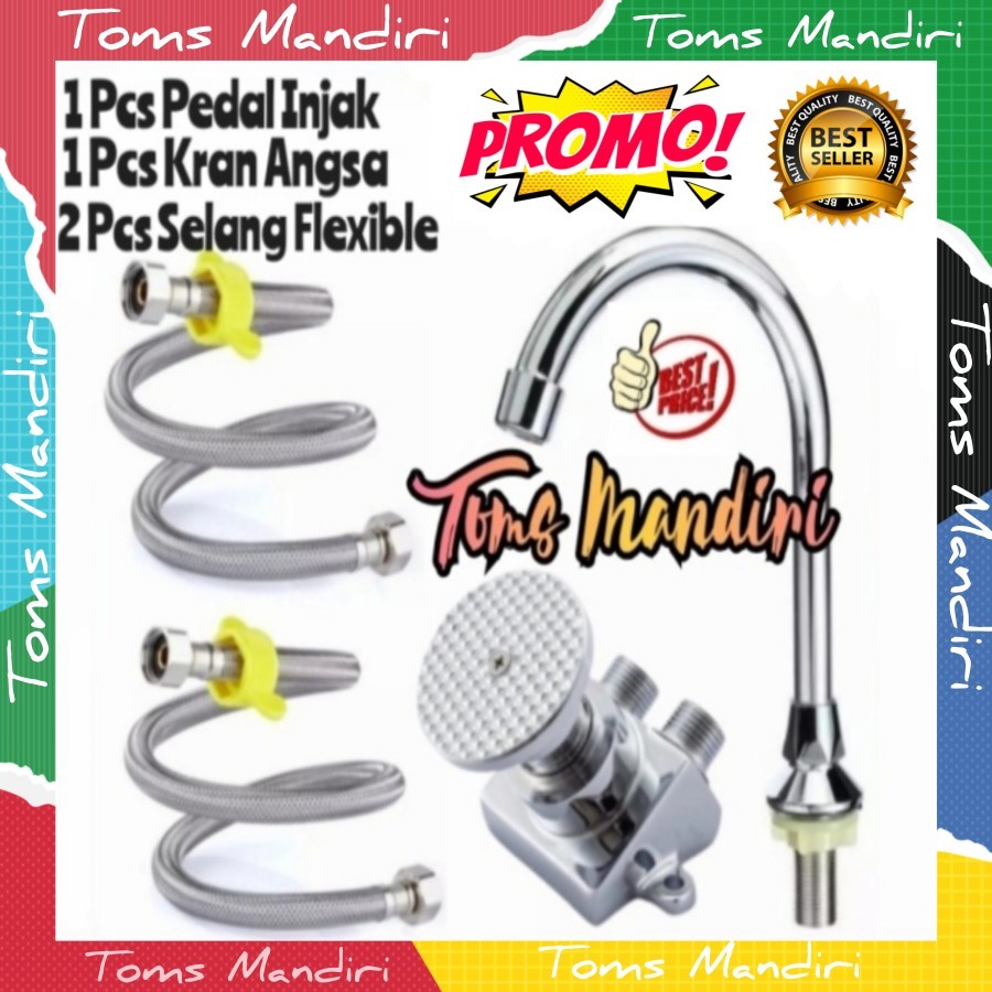 Jual Paket Pedal Injak Kaki Bulat + Kran Angsa + Selang Flexible ...