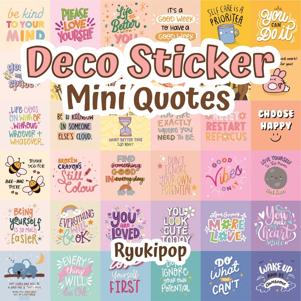 Jual [100 PCS] 3.5x3.5 cm DECO STICKER QUOTES | Shopee Indonesia