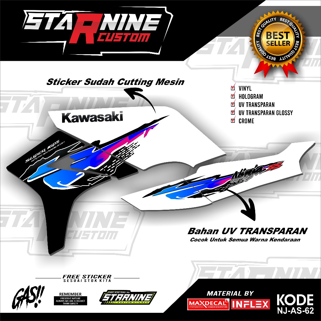 Jual Striping ninja ss transparan sticker ninja kode NINJA-AS-62a ...