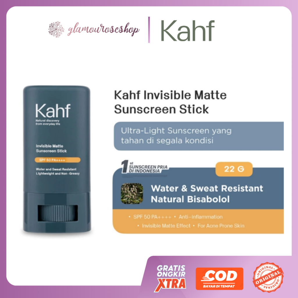 Jual Kahf Invisible Matte Sunscreen Stick SPF 50 PA++++ 22gram | Shopee ...