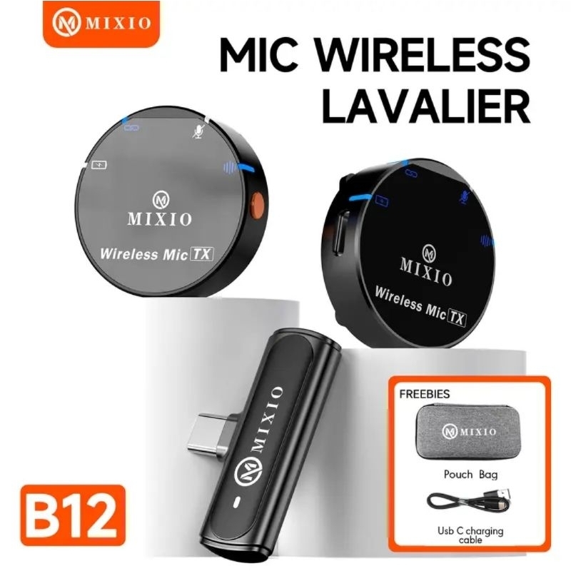 Jual MIXIO B12 Mic wireless lavalier live clip on hp microphone tipe C ...