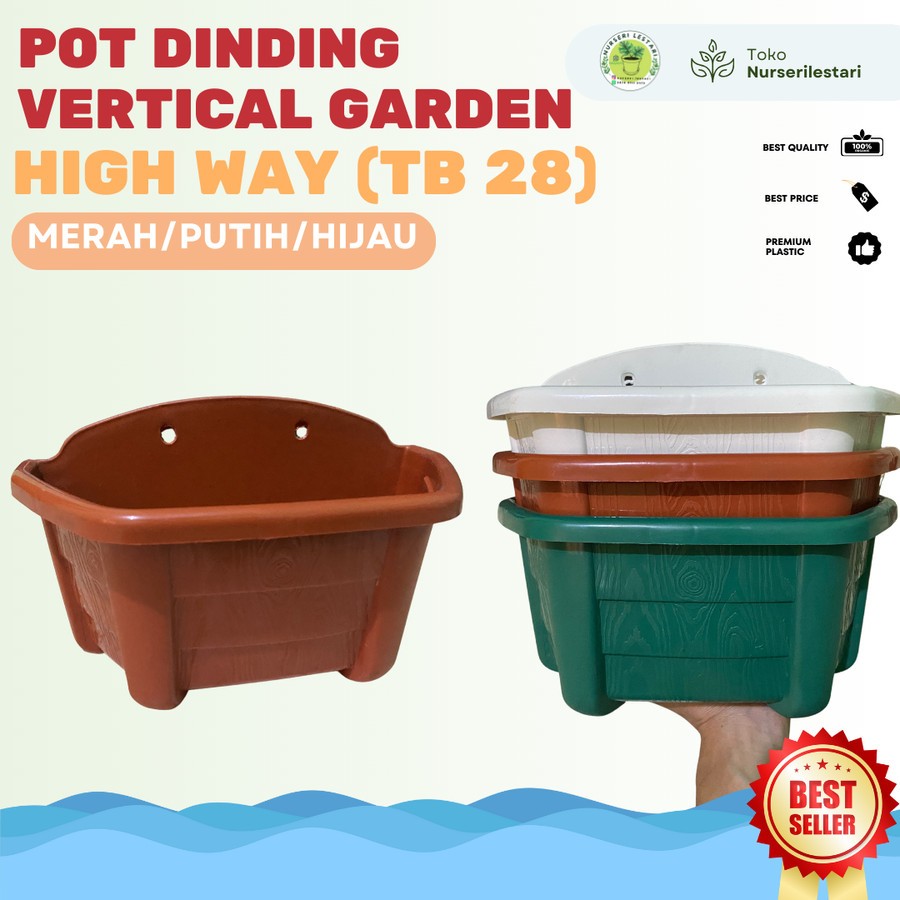 Jual Pot Dinding Vertikal Vertical Garden HW (High Way) TB 28 - PUTIH ...