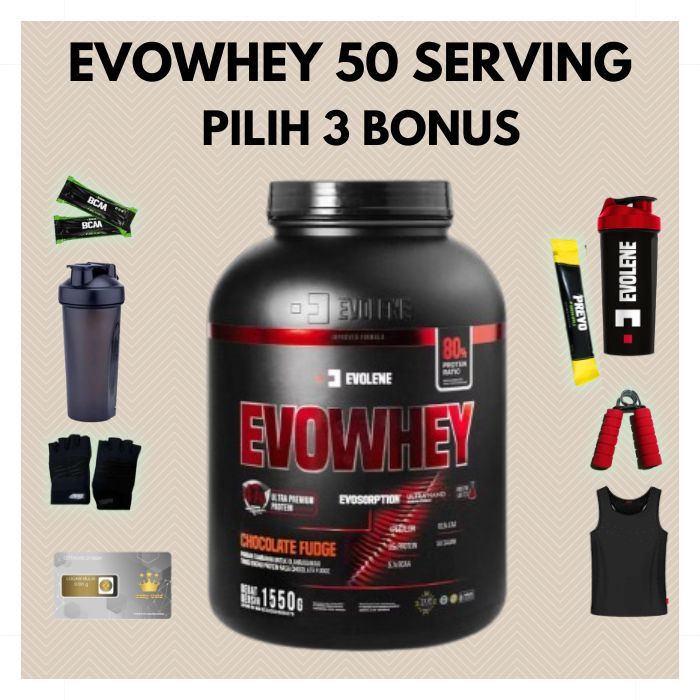 Jual EVOWHEY 50 SERVING / 1,75 KG SUSU PROTEIN EVOLENE 50 SACHET ...
