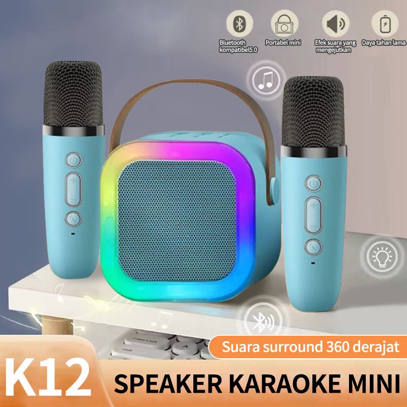 Jual Mini karoke Speaker Bluetooth 2 mic / Mini karoke Speaker ...