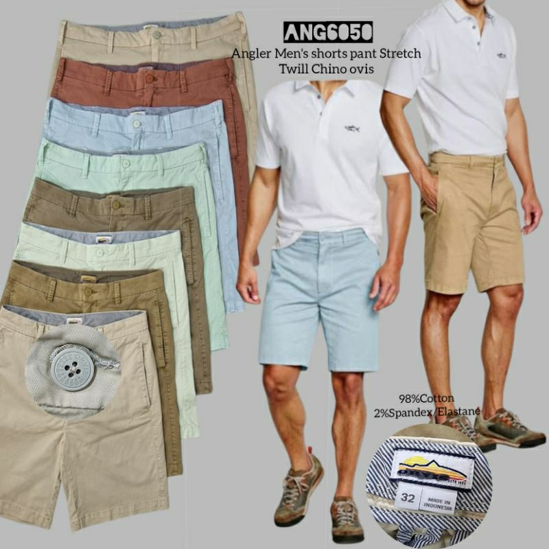 Jual Angler Men's Short Pans Stretch Twill Chino Ovis ANG6050 (B ...