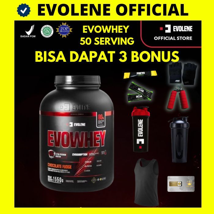 Jual EVOLENE EVO WHEY 50 SERVING / 1,75 KG BPOM HALAL SUSU PROTEIN GYM ...