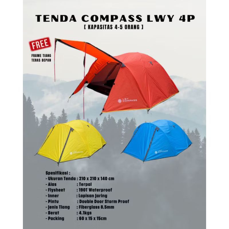Jual Tenda Camping Compas LWY Doble Layer kapasitas 4 Orang | Shopee ...