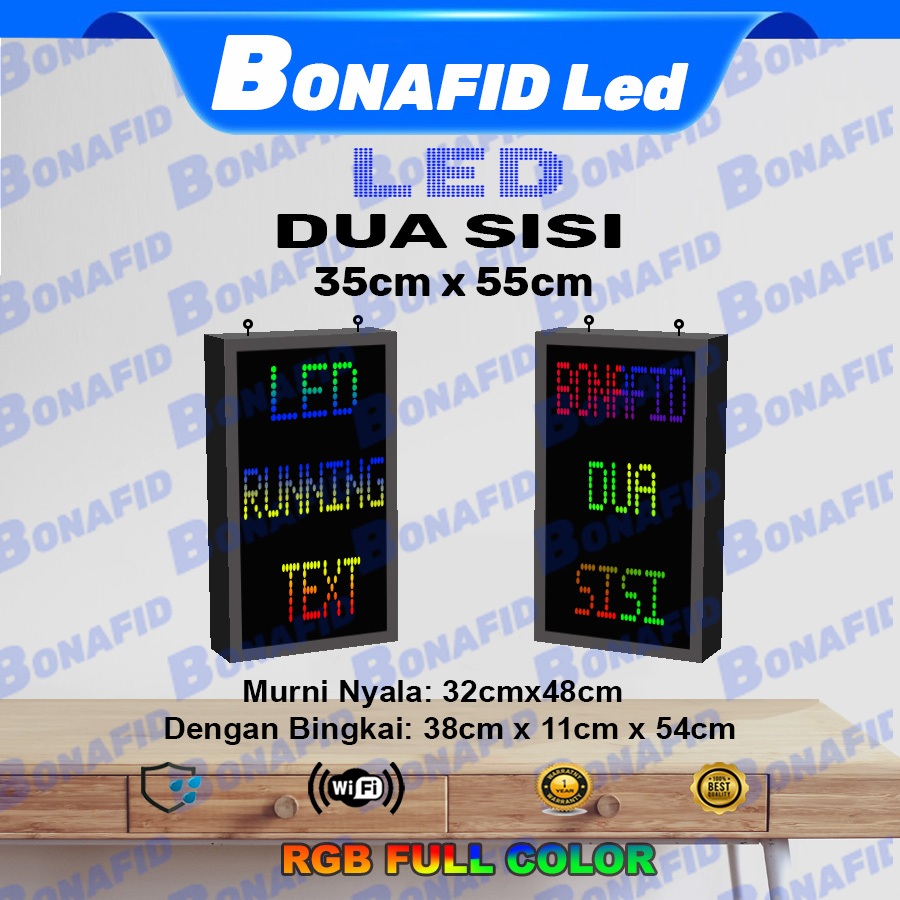 Jual 35cm x 55cm Dua Sisi Muka RGB FULL COLOR Running Text Outdoor ...
