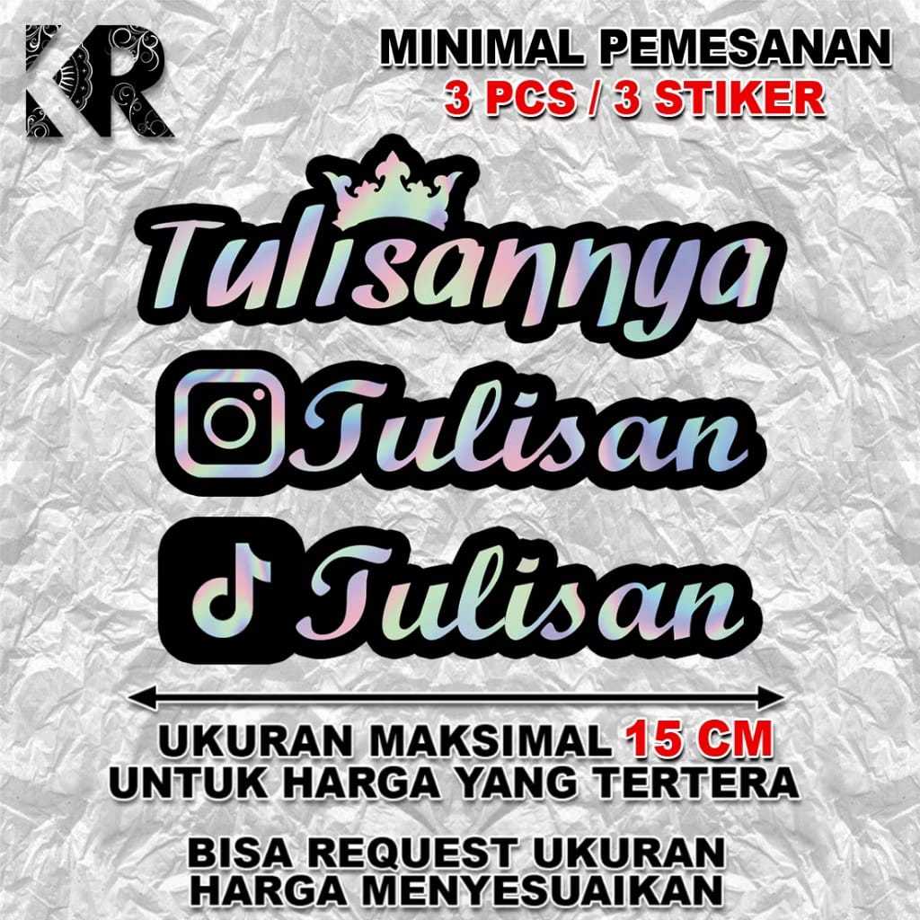 Jual Sticker request nama / tulisan Hologram CUSTOM | sticker aksesoris ...
