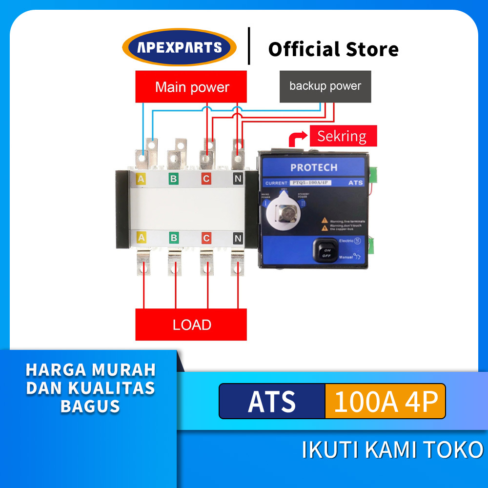 Jual ATS AUTOMATIC TRANSFER SWITCH PLN GENSET ATS 100A 4P | Shopee ...