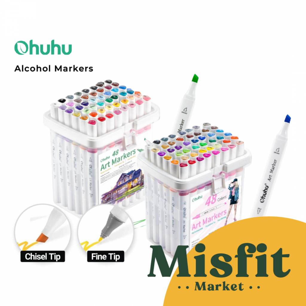 Jual OHUHU 48 Colors Dual Tip (Fine & Chisel) Value Pack Alcohol Art Markers Spidol warna ...