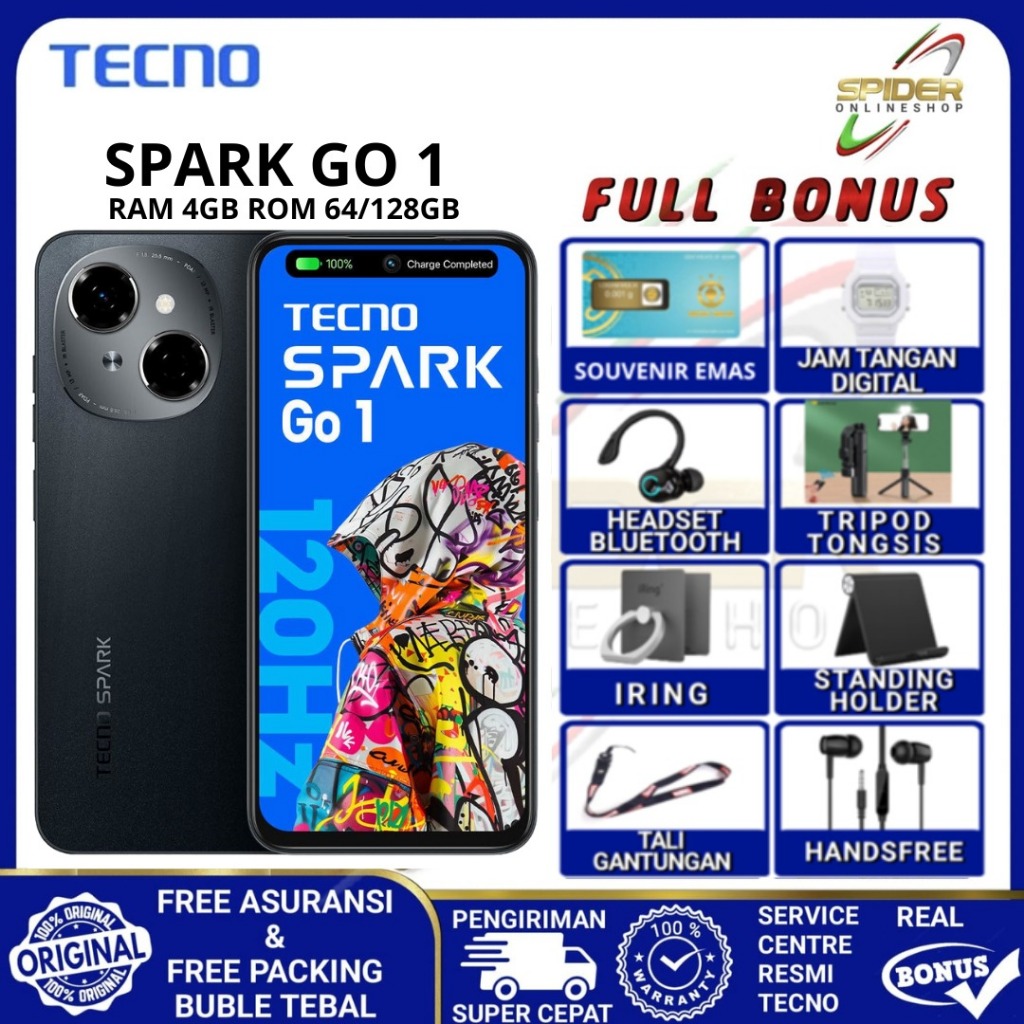 Jual TECNO SPARK GO 1 RAM 3/64GB | 4/64GB | 4/128GB GARANSI RESMI INDONESIA | Shopee Indonesia