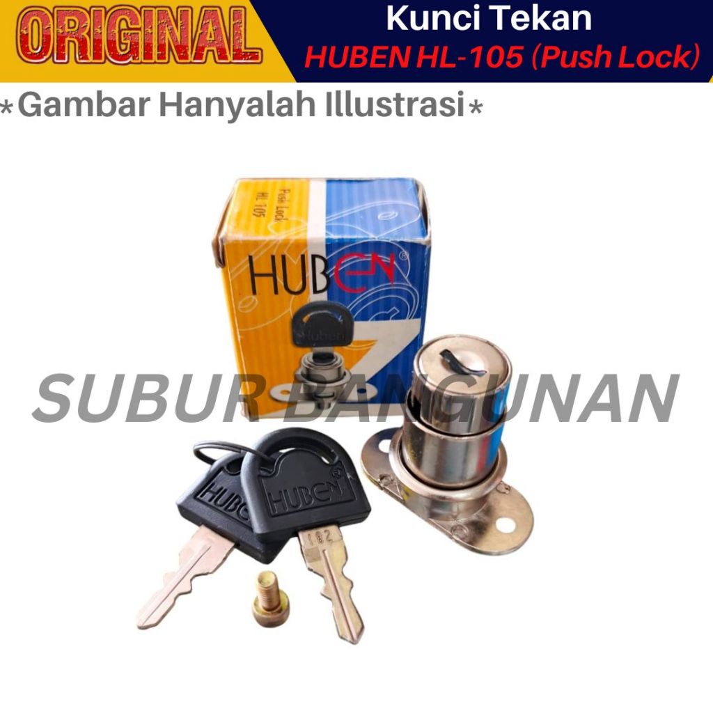 Jual Kunci Laci Huben HL 105 Push Lock / Kunci Tusuk Pintu Lemari ...