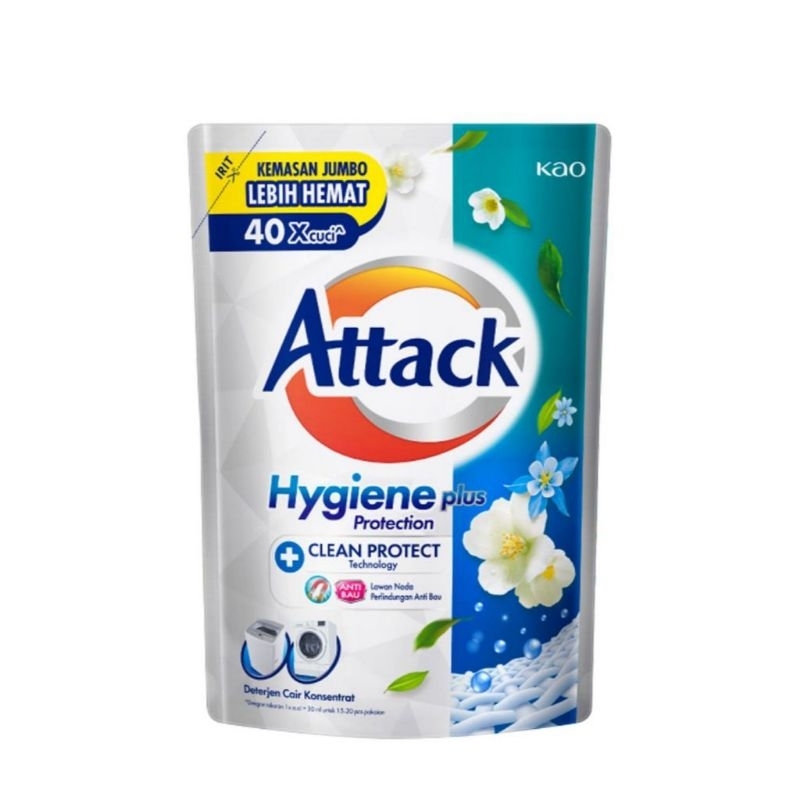 Jual Free Packing Kardus 1200ml Deterjen Attack Hygiene plus Protection ...