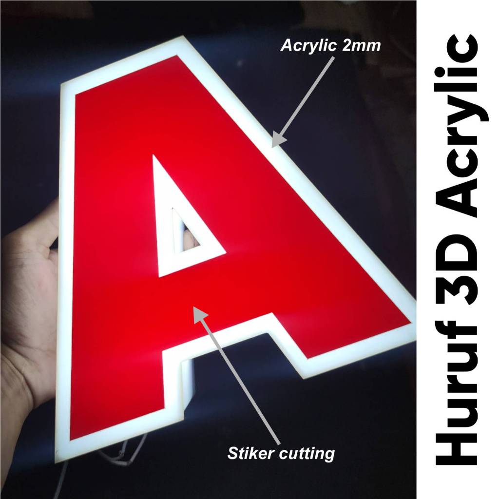 Jual HURUF Timbul Acrylic MENYALA full custom ukuran,bentuk dan warna ...
