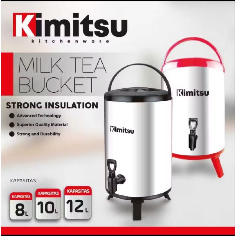 Jual kimitsu milk tea bucket/ termos air/ dispenser air 10L warna hitam ...