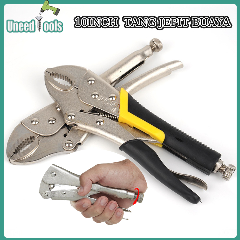 Jual UneedTools Tang Jepit Tang Buaya bengkok 10 Inch Locking Grip ...