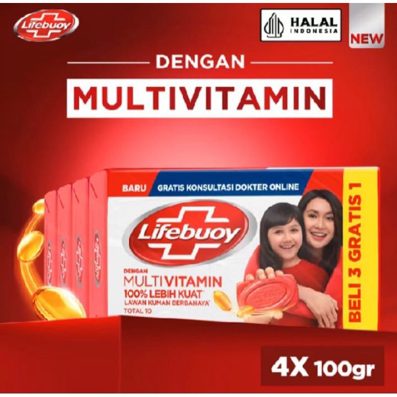 Jual COD-rekomendasi sabun mandi batang lifebuoy 100gr isi 4pcs ...