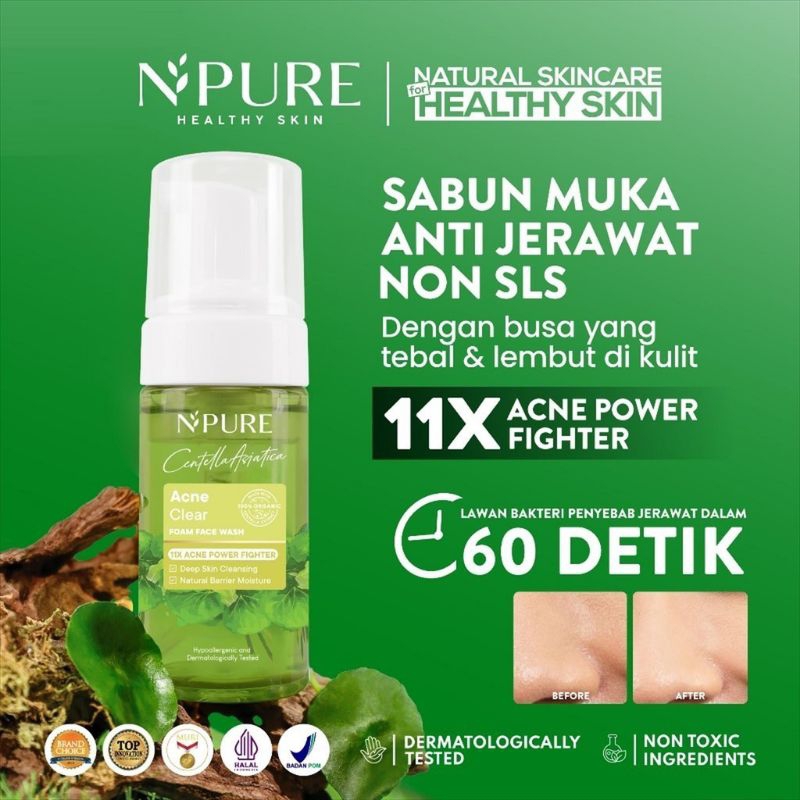 Jual Npure Centella Asiatica Acne Clear Foam Face Wash 100 ML | Shopee ...